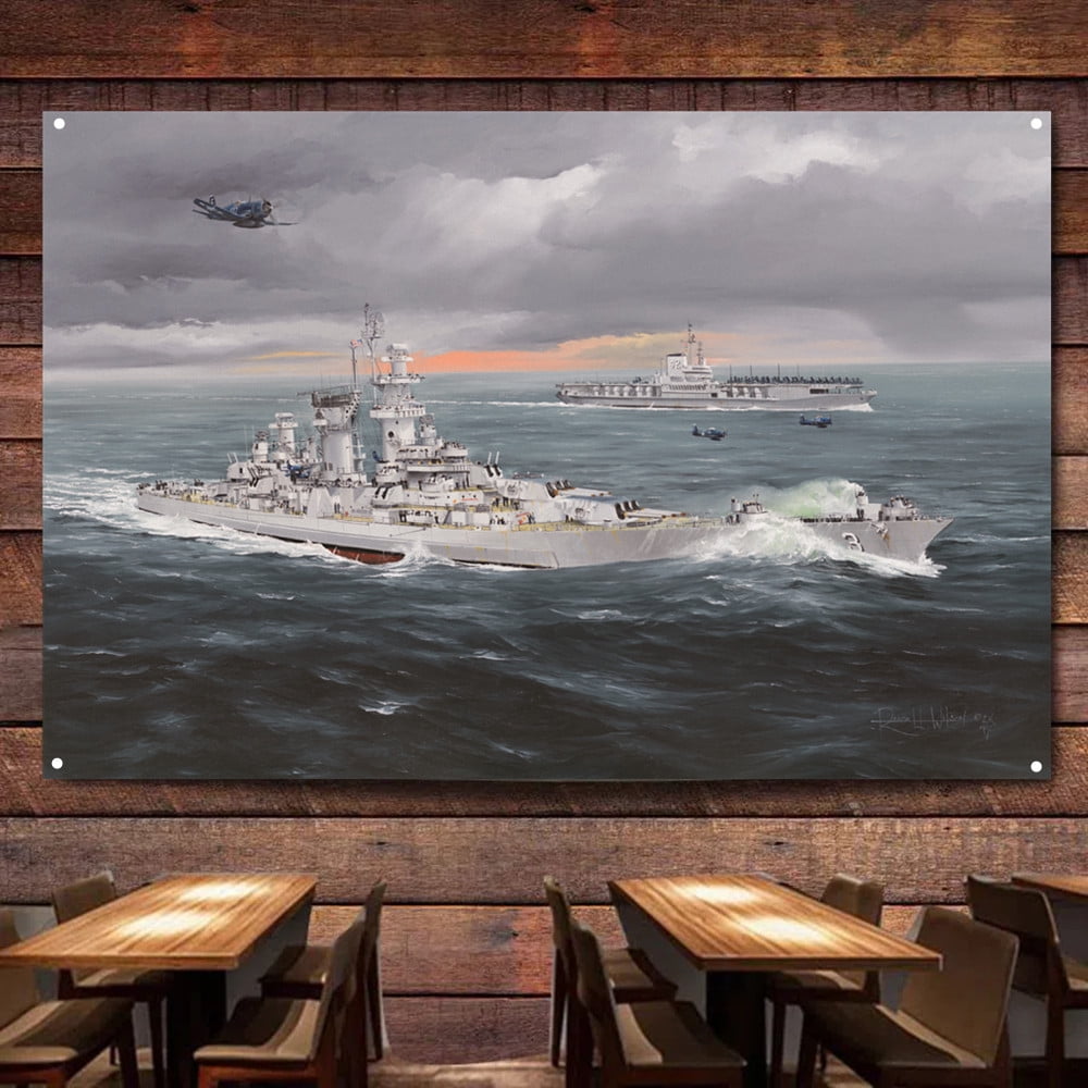 USS Hawaii CB-3 Battleship Wall Art Banners Hanging Flags Wall Chart ...