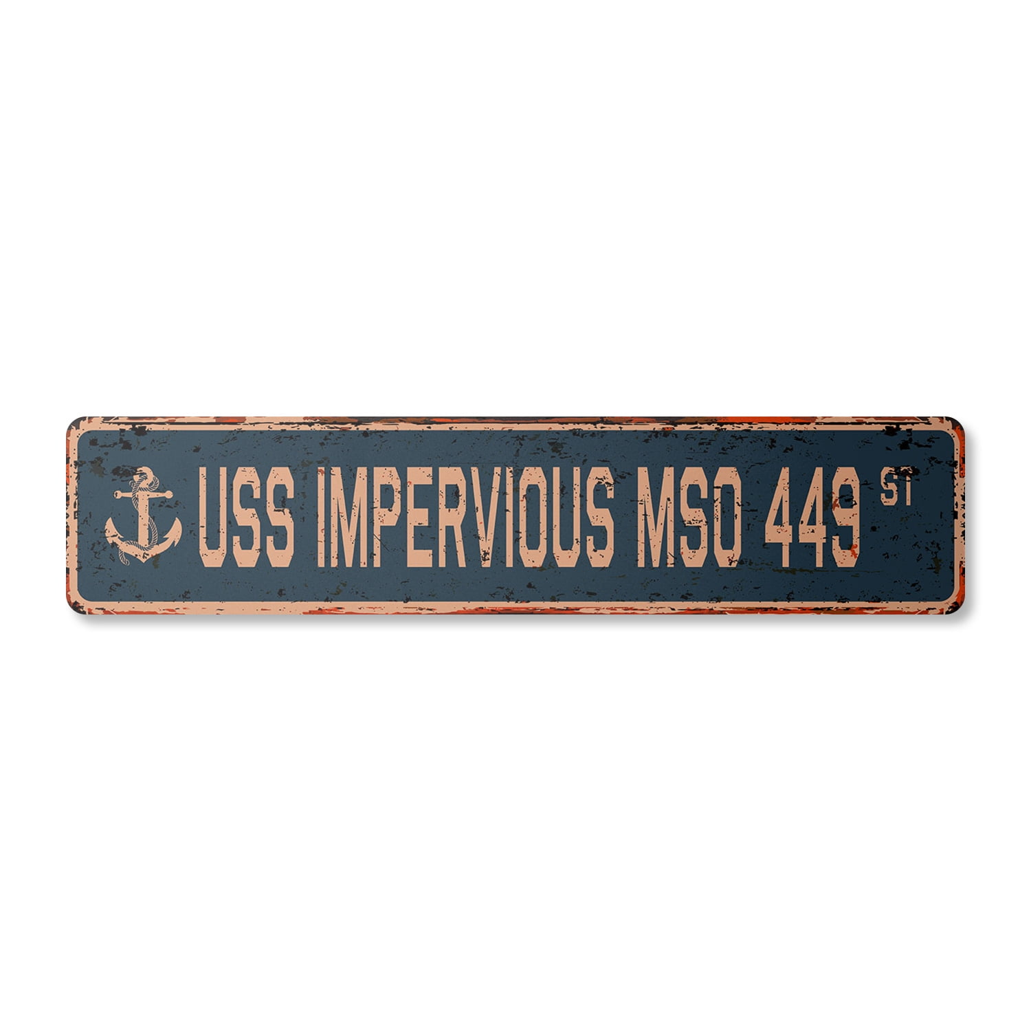 USS IMPERVIOUS MSO 449 Vintage Plastic Street Sign us navy ship veteran ...