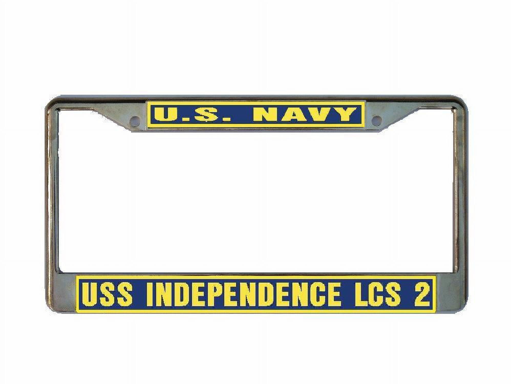 USS INDEPENDENCE LCS 2 License Plate Frame Gold Chrome Metal Military ...