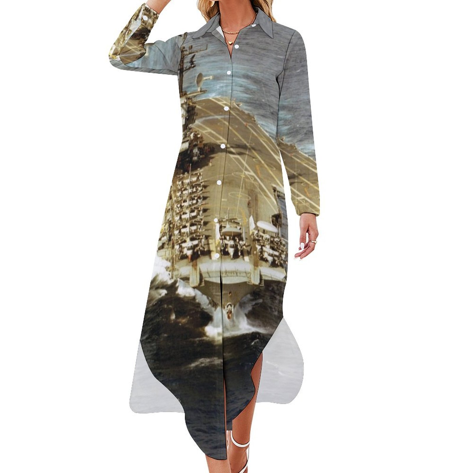 USS INTREPID (CVA-11) SHIP'S STORE Long Sleeved Shirt Dress dresses for ...