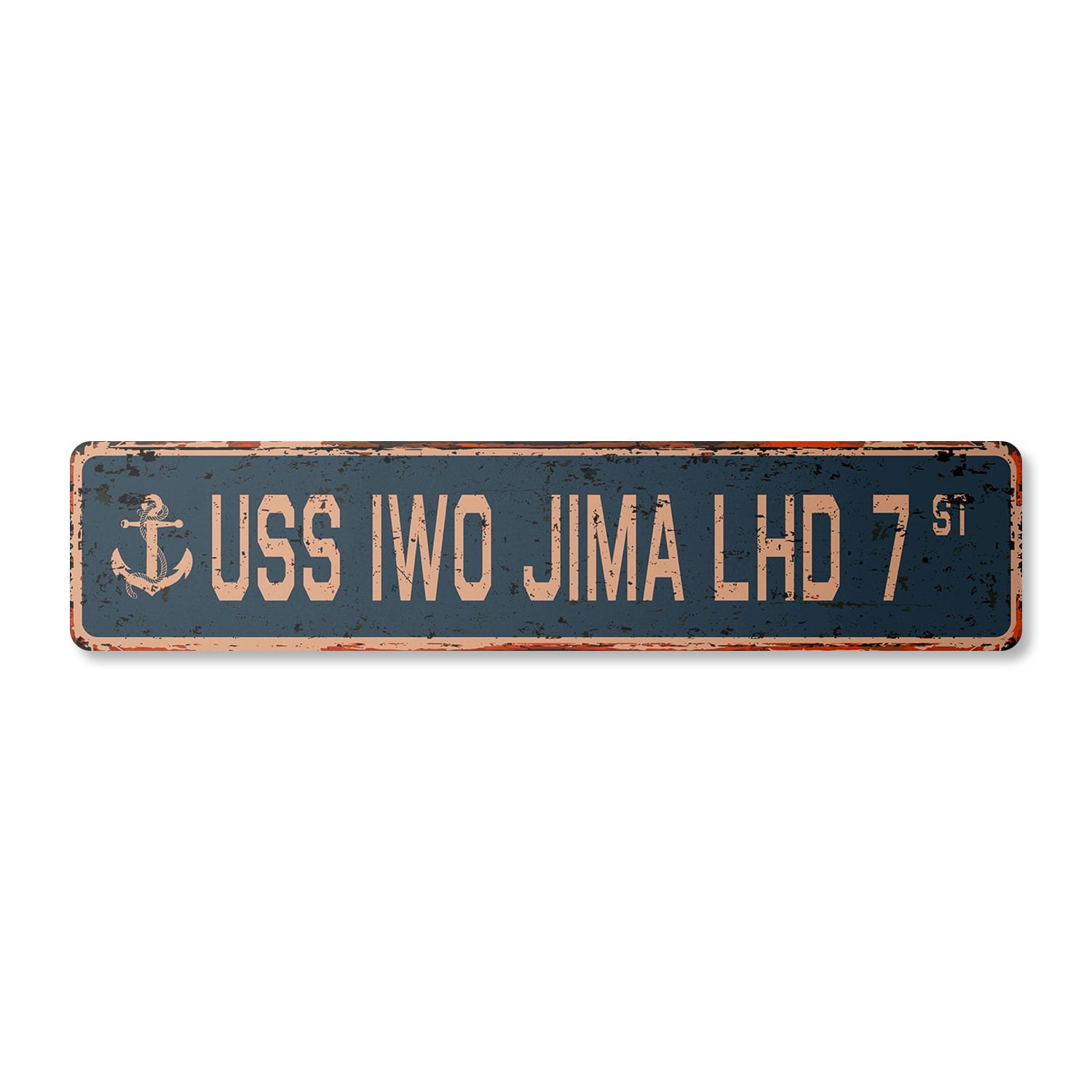 USS IWO JIMA LHD 7 Vintage Plastic Street Sign us navy ship veteran ...