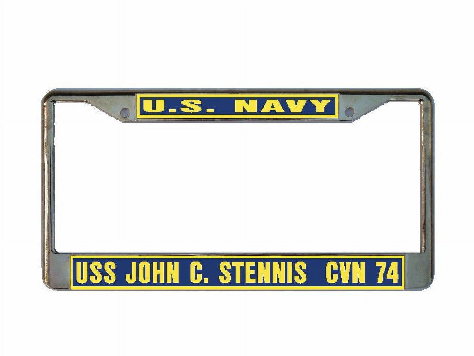 USS JOHN C STENNIS CVN 74 License Plate Frame Gold Chrome Metal ...