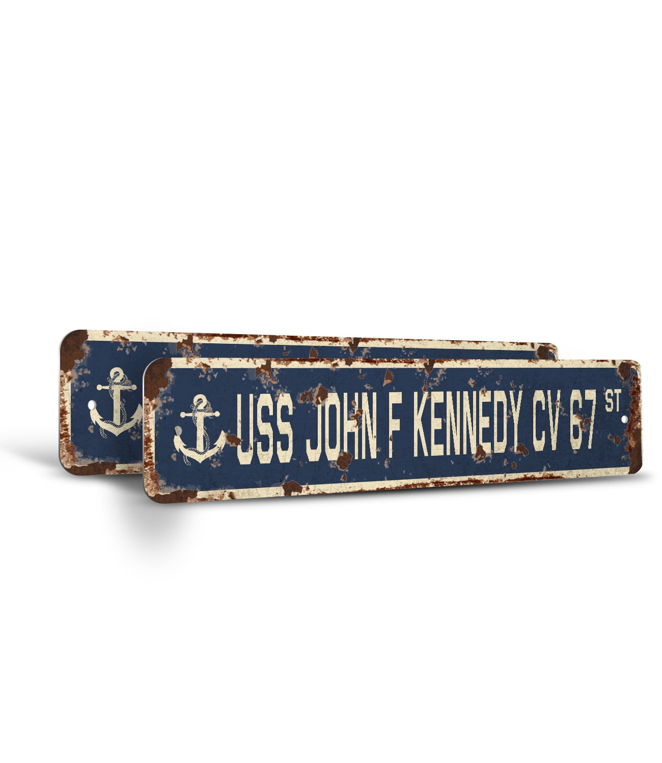 USS JOHN F KENNEDY CV 67 Vintage Style Rustic Street Sign – (2 Pack) Us ...