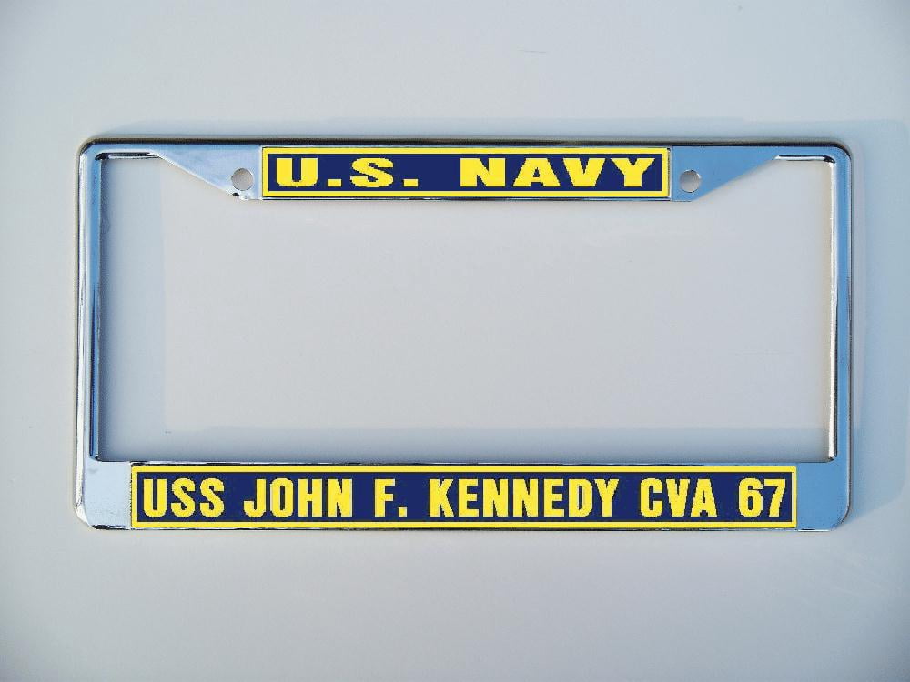 USS JOHN F KENNEDY CVA 67 License Plate Frame Chrome Metal Military ...