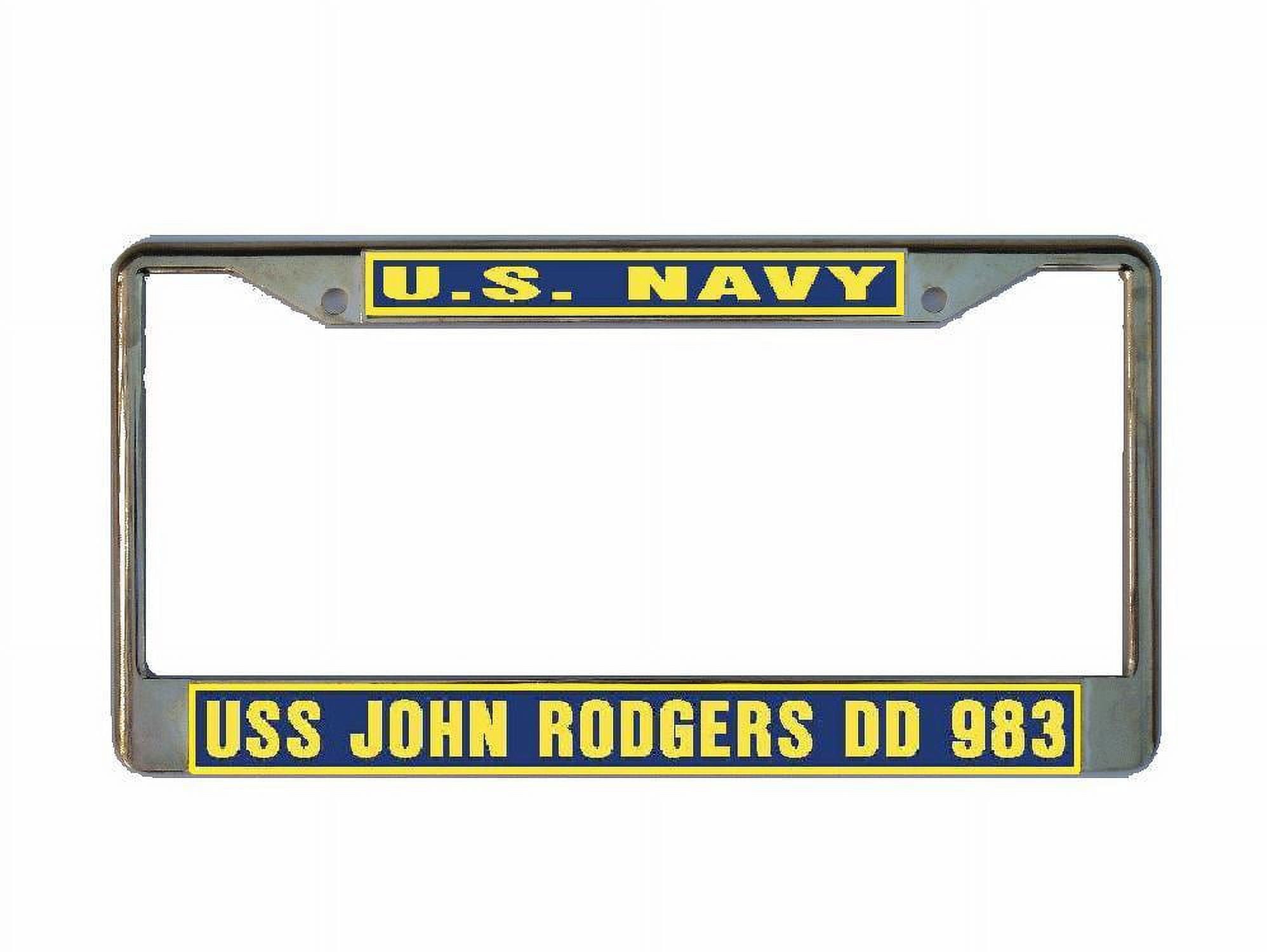 USS JOHN RODGERS DD 983 License Plate Frame Gold Chrome Metal Military ...