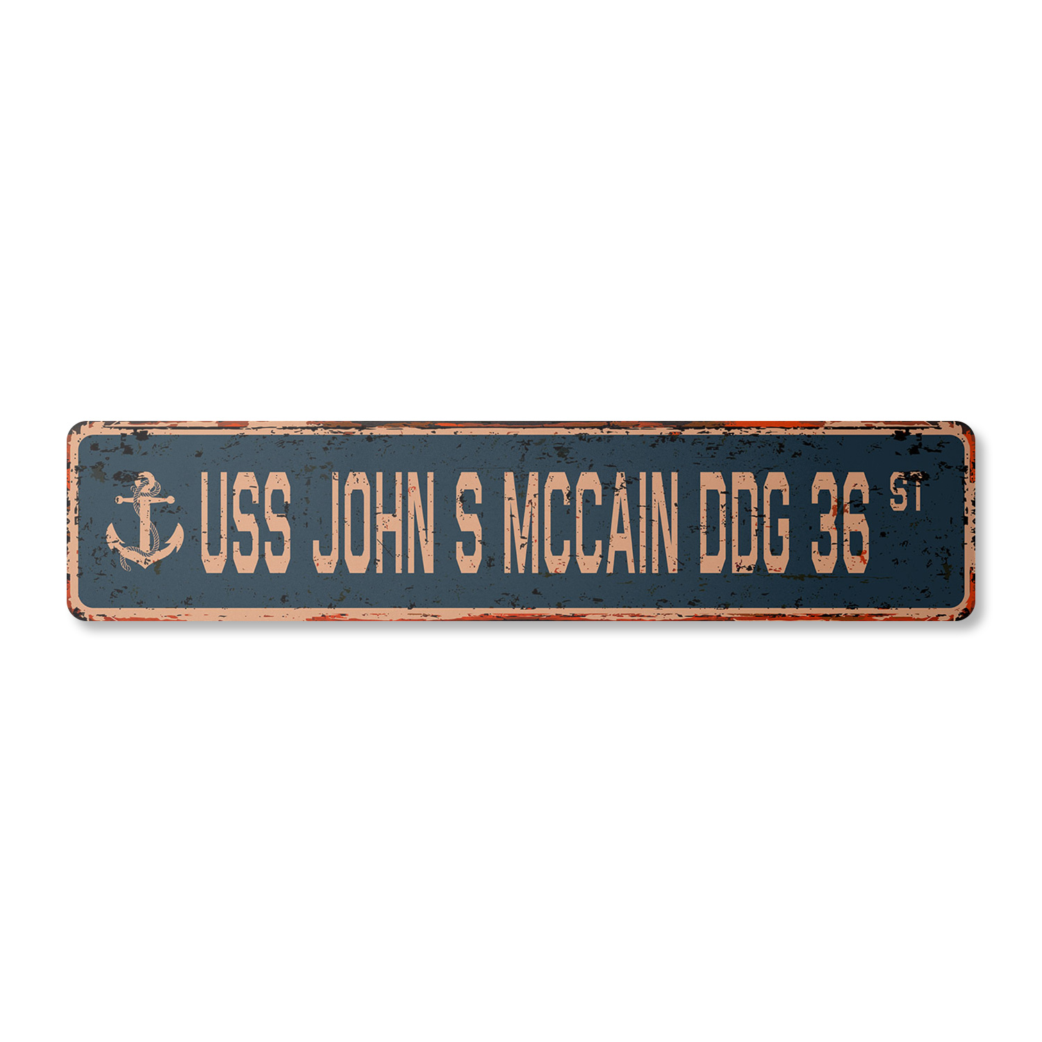 USS JOHN S MCCAIN DDG 36 Vintage Plastic Street Sign us navy ship ...
