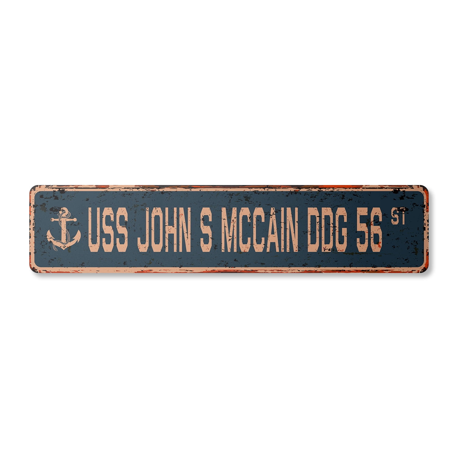 USS JOHN S MCCAIN DDG 56 Vintage Plastic Street Sign us navy ship ...