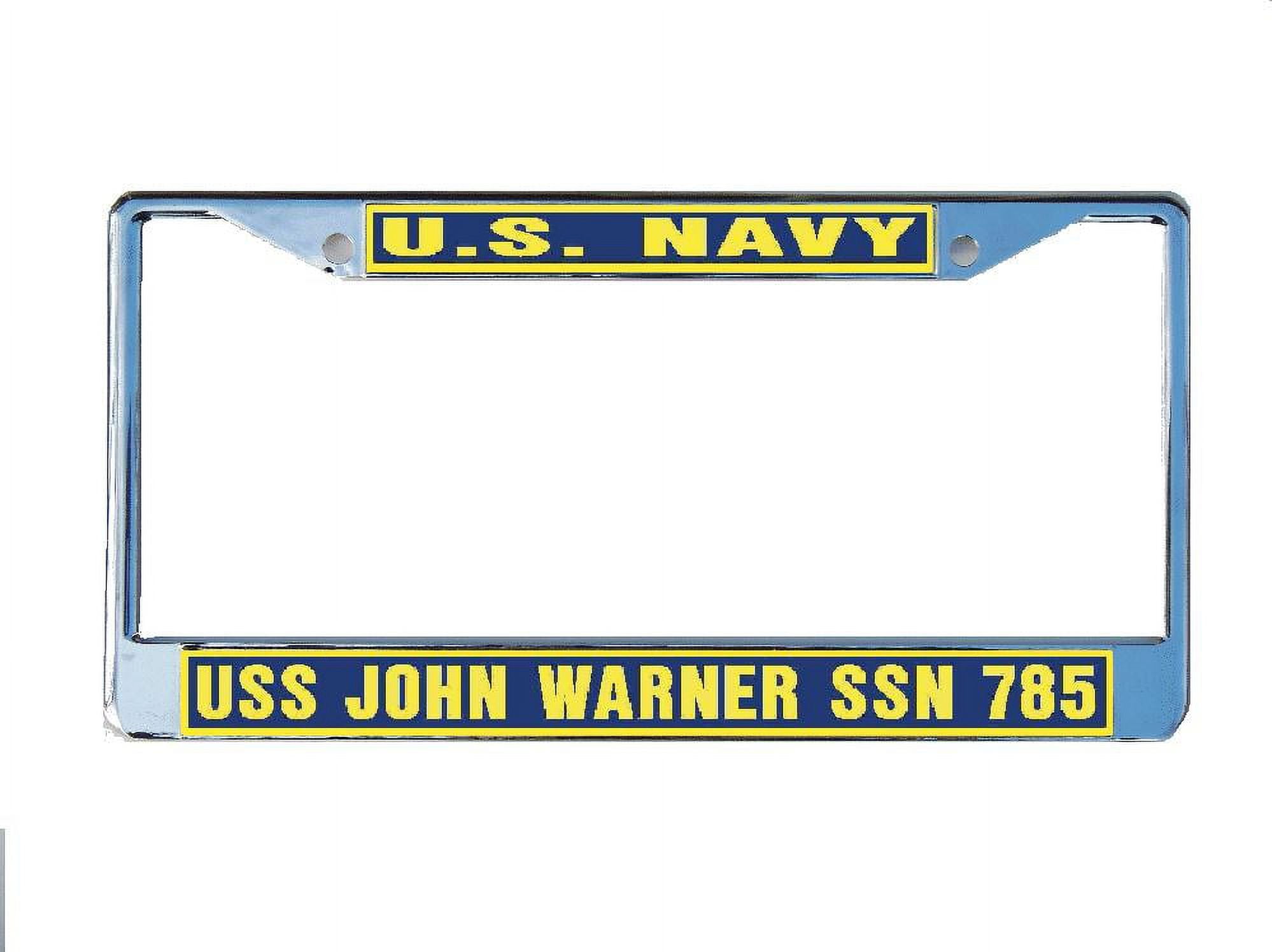 USS JOHN WARNER SSN 785 License Plate Frame Chrome Metal Military Navy ...