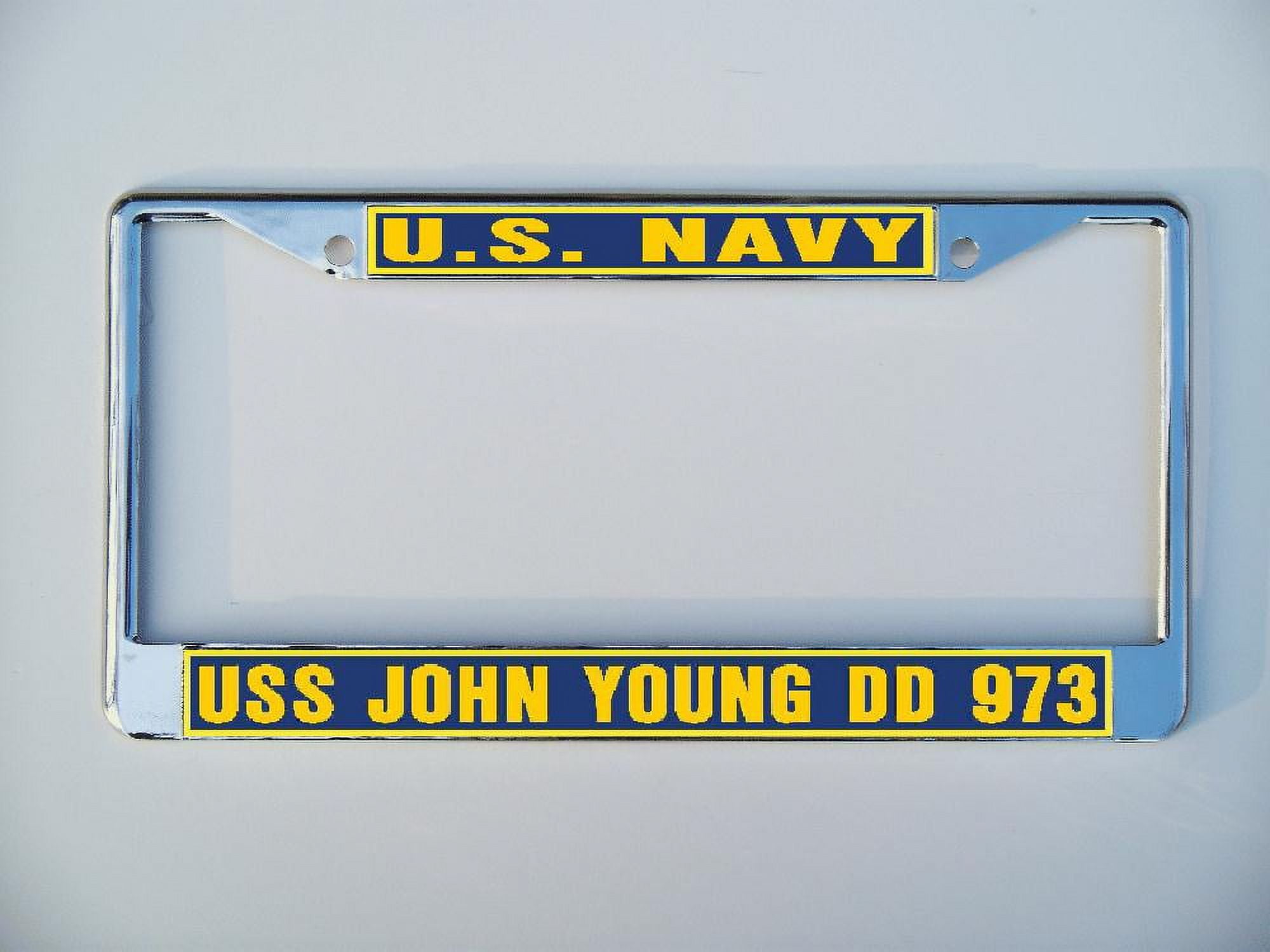 USS JOHN YOUNG DD 973 License Plate Frame Chrome Metal Military Navy ...