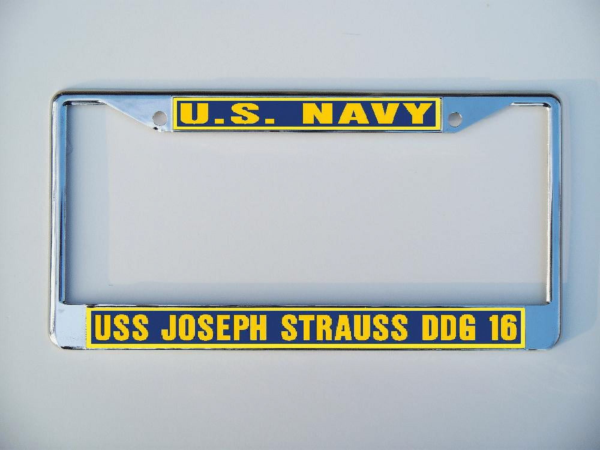 USS JOSEPH STRAUSS DDG 16 License Plate Frame Chrome Metal Military ...