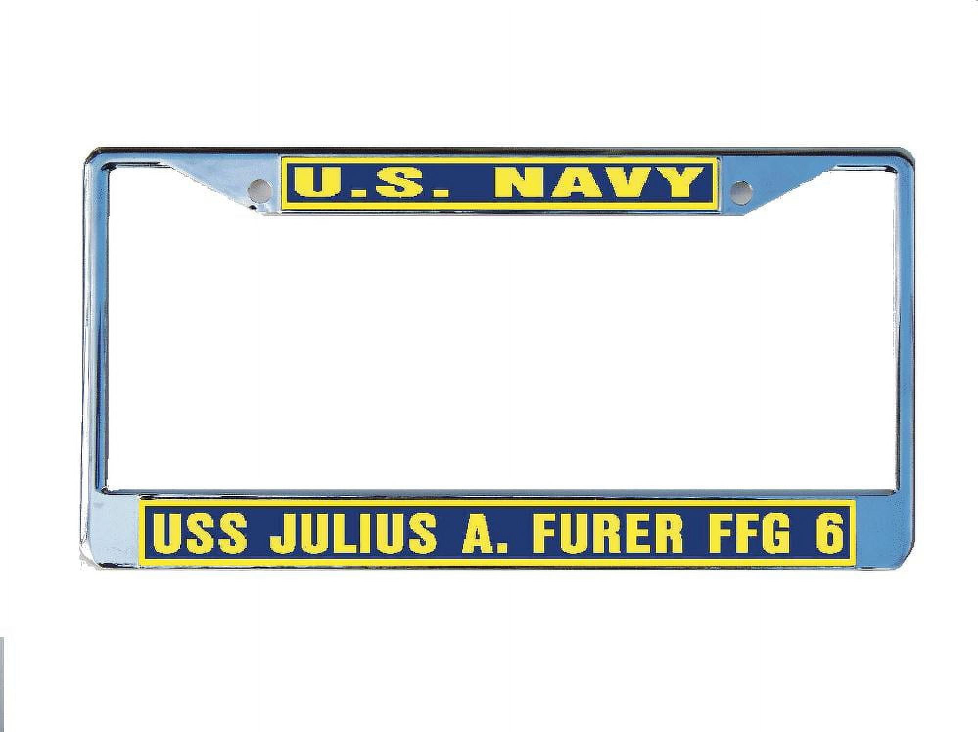 USS JULIUS A FURER FFG 6 License Plate Frame Chrome Metal Military Navy ...