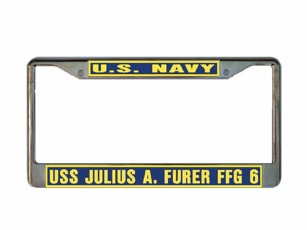 USS JULIUS A. FURER FFG 6 License Plate Frame Gold Chrome Metal ...