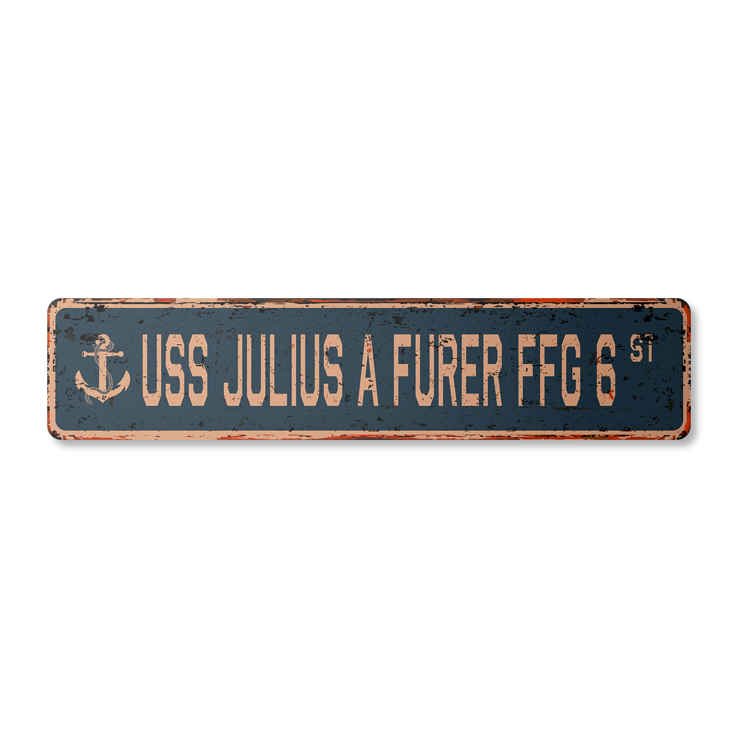 USS JULIUS A FURER FFG 6 Vintage Plastic Street Sign us navy ship ...