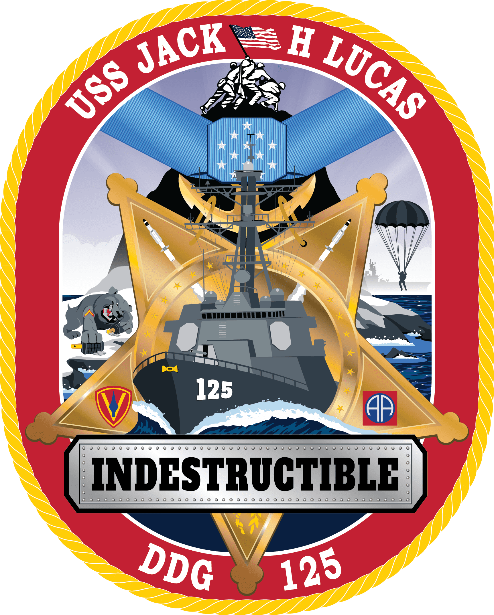 USS Jack H. Lucas DDG-125 Badge Sticker Decal Arleigh Burke Class ...