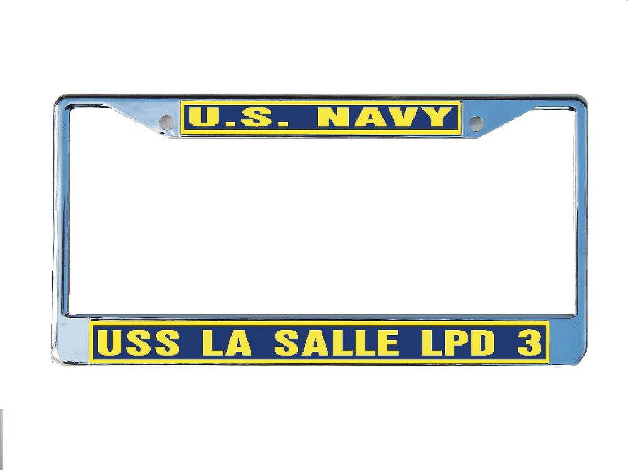 USS LA SALLE LPD 3 License Plate Frame Chrome Metal Military Navy USN ...
