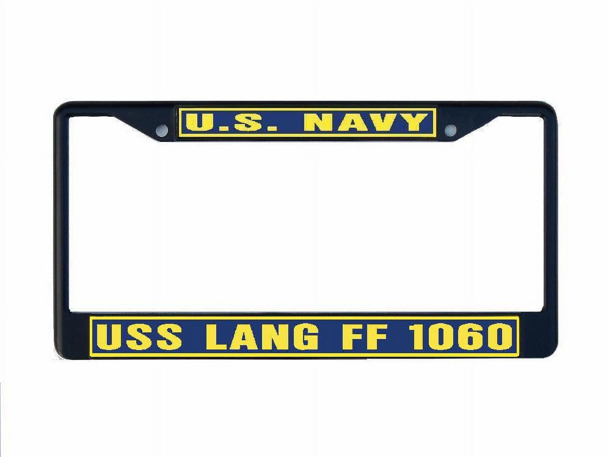 USS LANG FF 1060 License Plate Frame Black Metal Military Navy USN Car ...