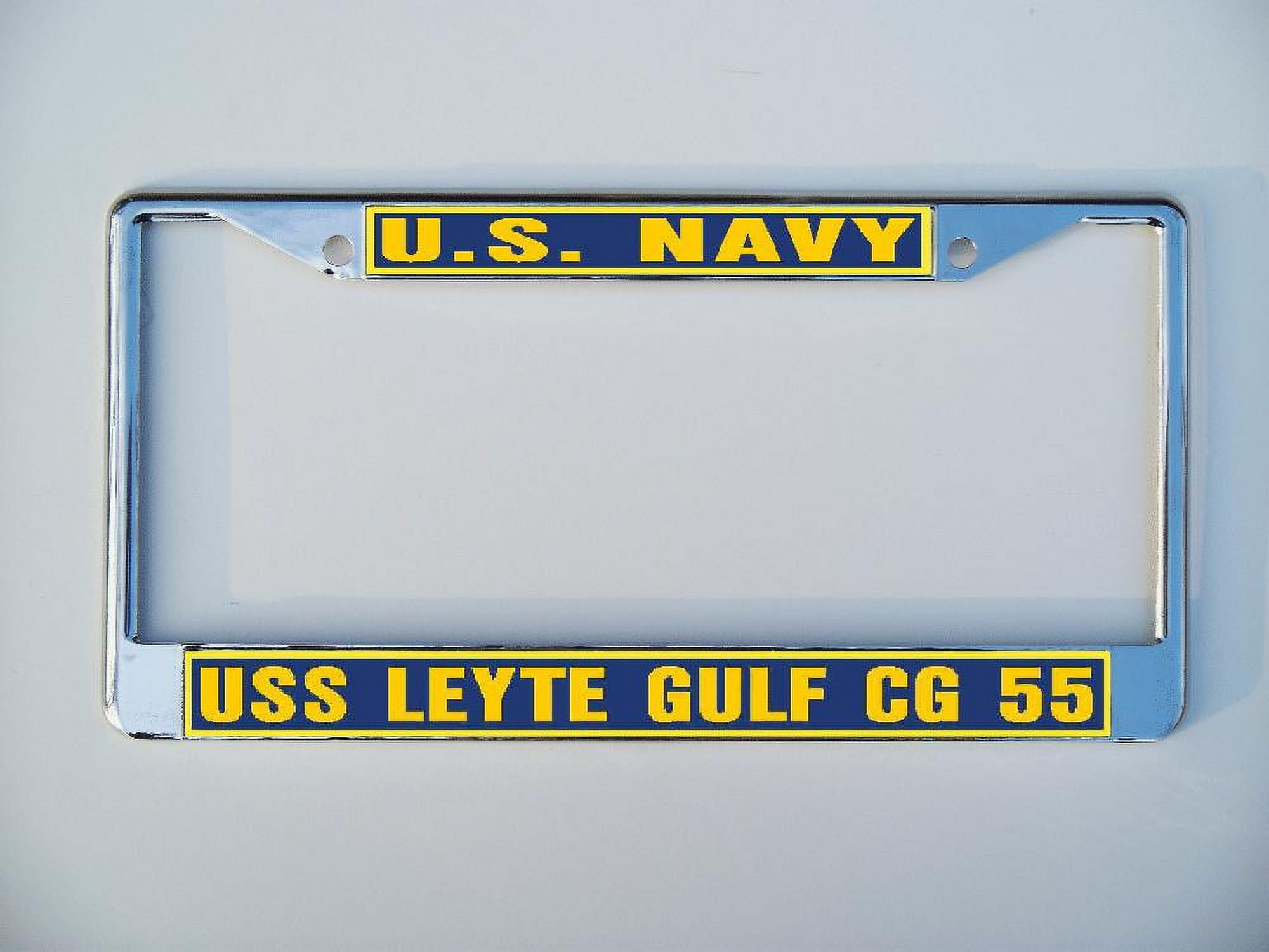 USS LEYTE GULF CG 55 License Plate Frame Chrome Metal Military Navy USN ...