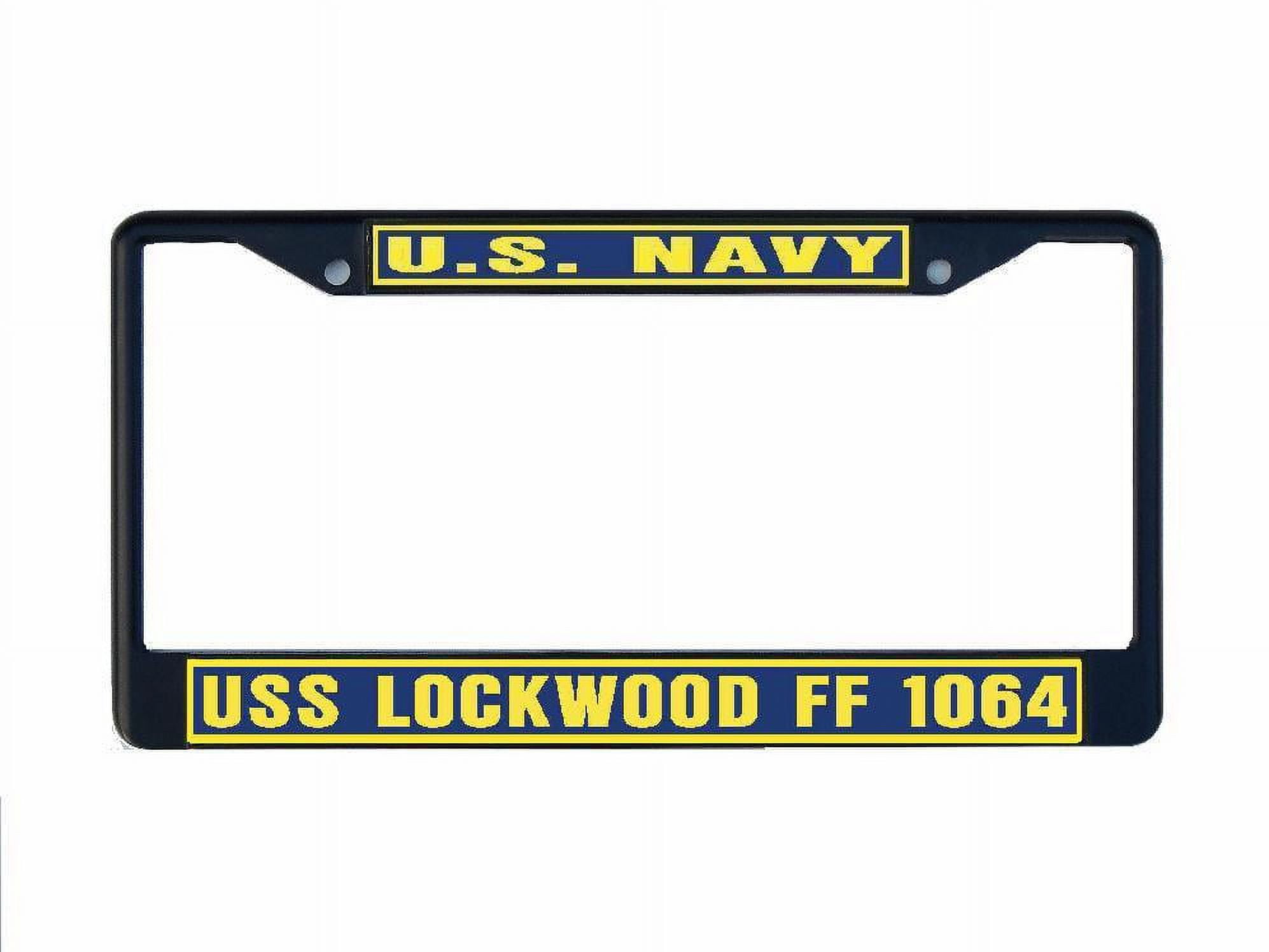 USS LOCKWOOD FF 1064 License Plate Frame Black Metal Military Navy USN ...