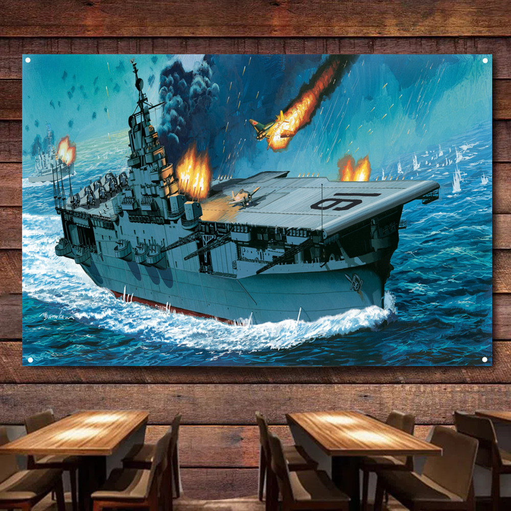 USS Lexington CV-16 Aircraft Carrier Battleship Wall Art Banners ...