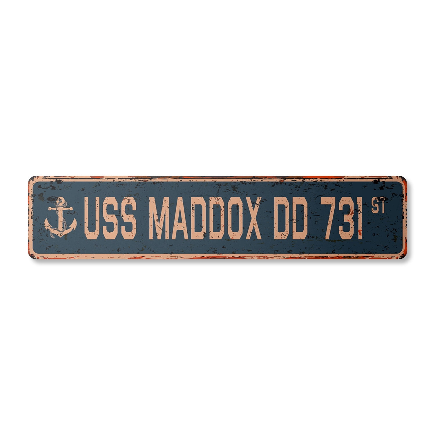 USS MADDOX DD 731 Vintage Plastic Street Sign us navy ship veteran ...