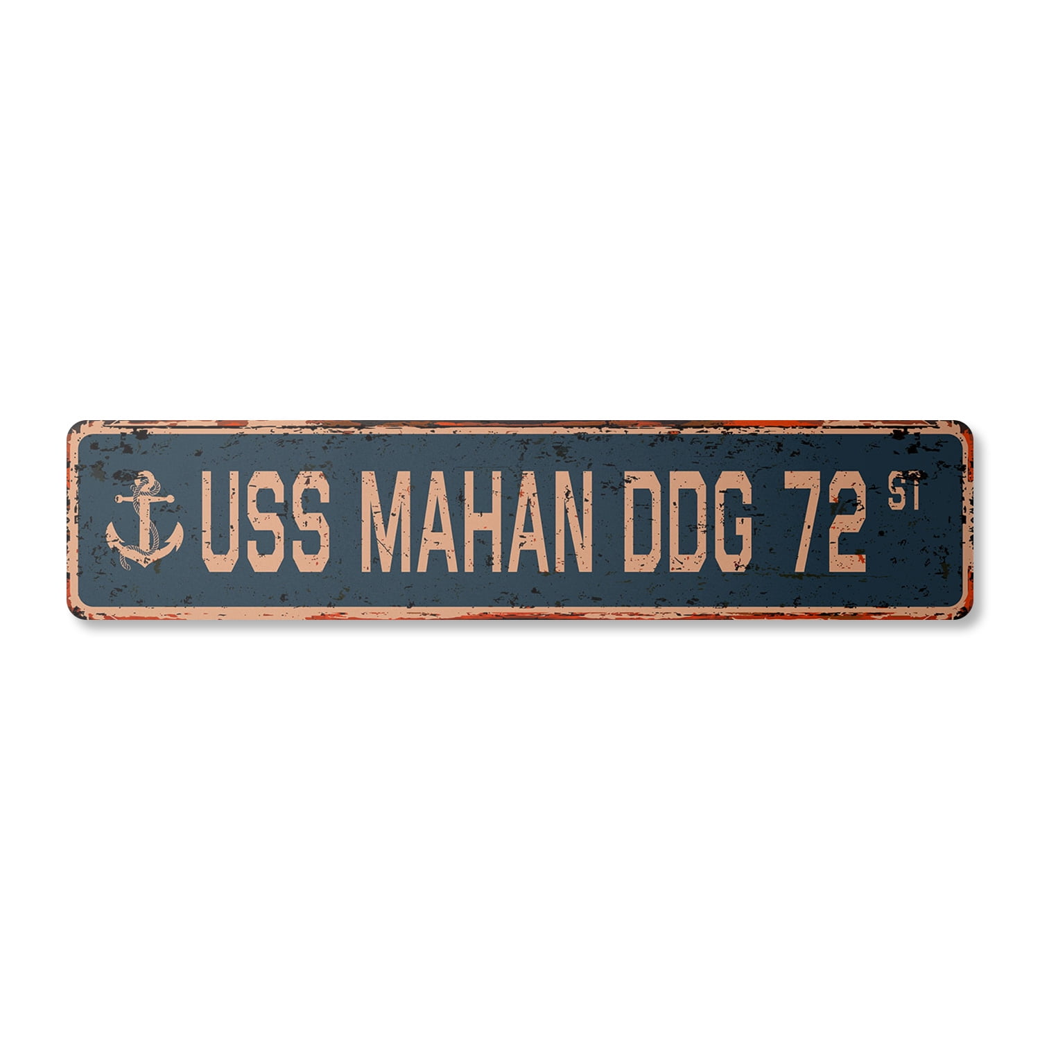 USS MAHAN DDG 72 Vintage Plastic Street Sign us navy ship veteran ...