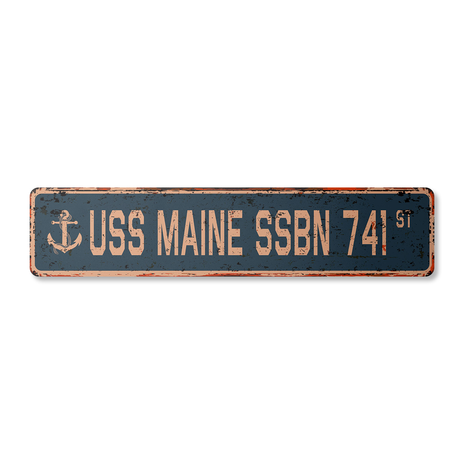 USS MAINE SSBN 741 Vintage Plastic Street Sign us navy ship veteran ...