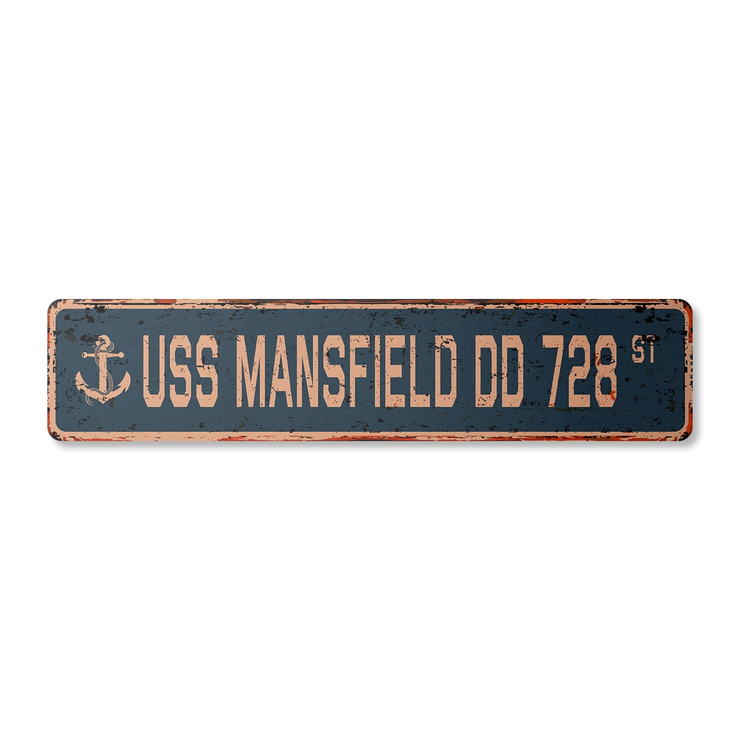 USS MANSFIELD DD 728 Vintage Aluminum Street Sign us navy ship veteran ...