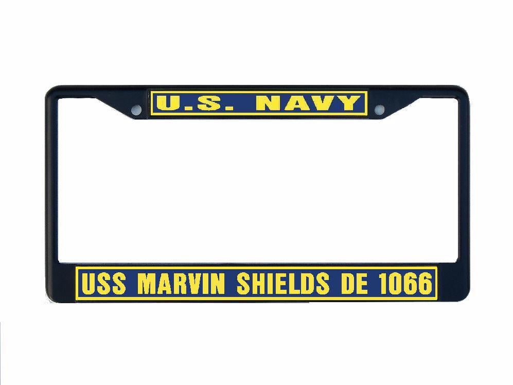 USS MARVIN SHIELDS DE 1066 License Plate Frame Black Metal Military ...
