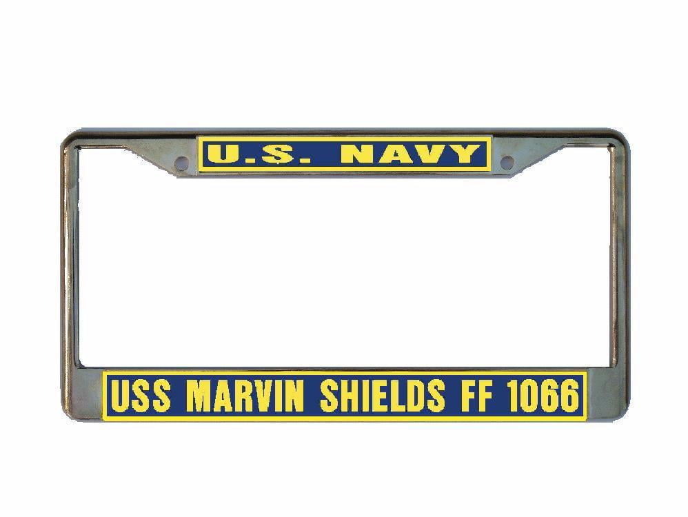 USS MARVIN SHIELDS FF 1066 License Plate Frame Gold Chrome Metal ...