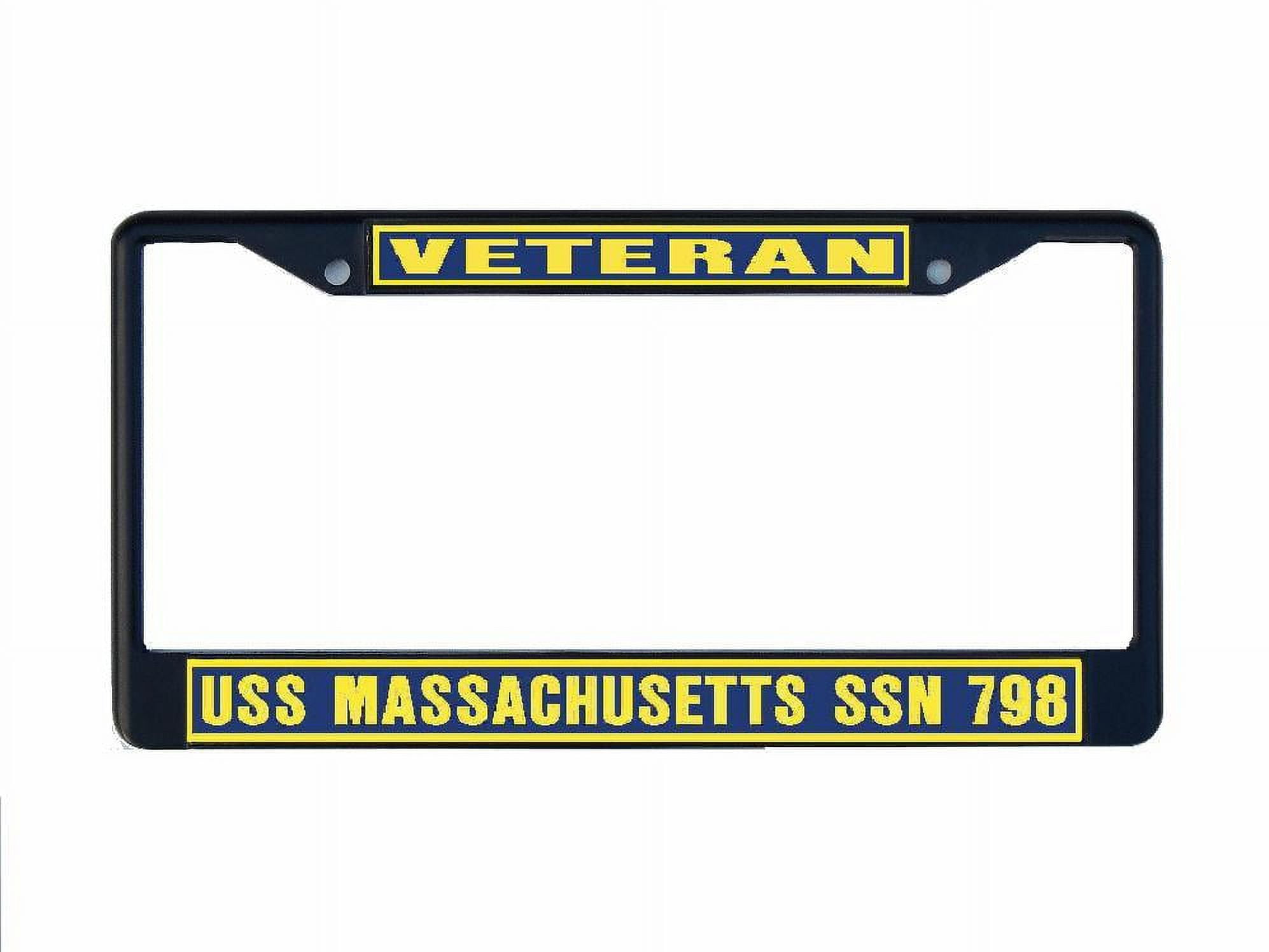 USS MASSACHUSETTS SSN 798 License Plate Frame Black Metal Military Navy ...