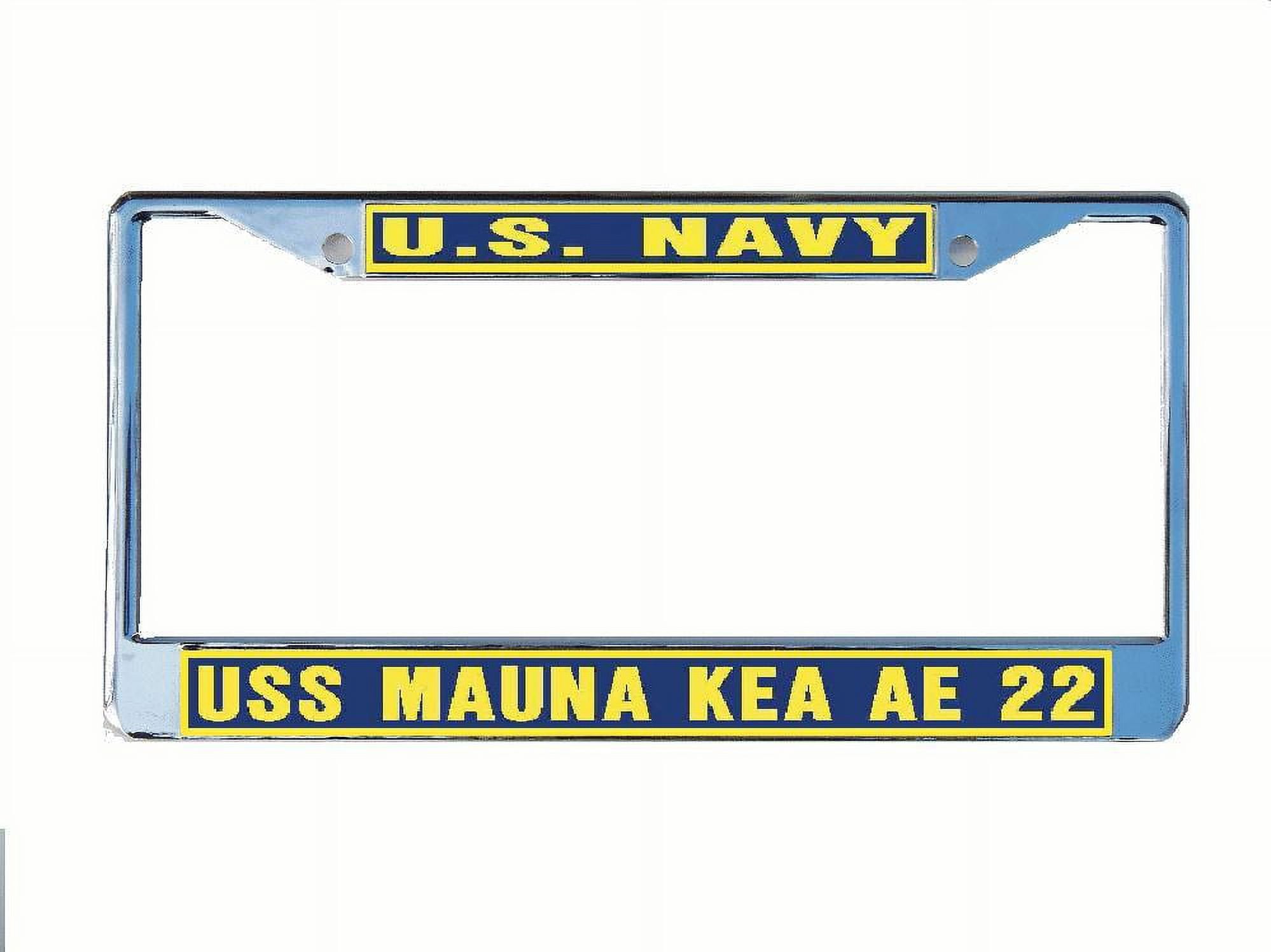 USS MAUNA KEA AE 22 License Plate Frame Chrome Metal Military Navy USN ...