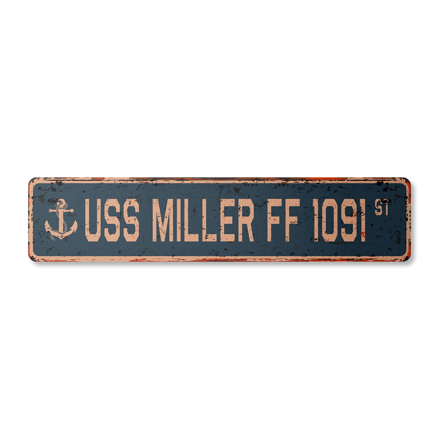 USS MILLER FF 1091 Vintage Plastic Street Sign us navy ship veteran ...