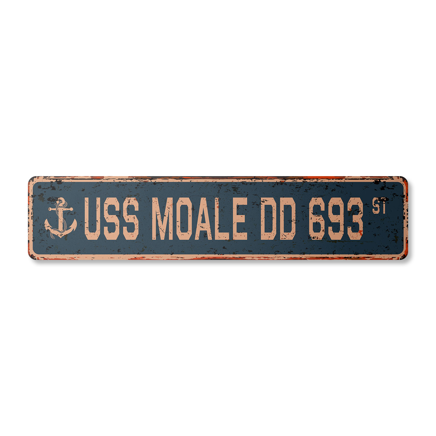 USS MOALE DD 693 Vintage Plastic Street Sign us navy ship veteran ...