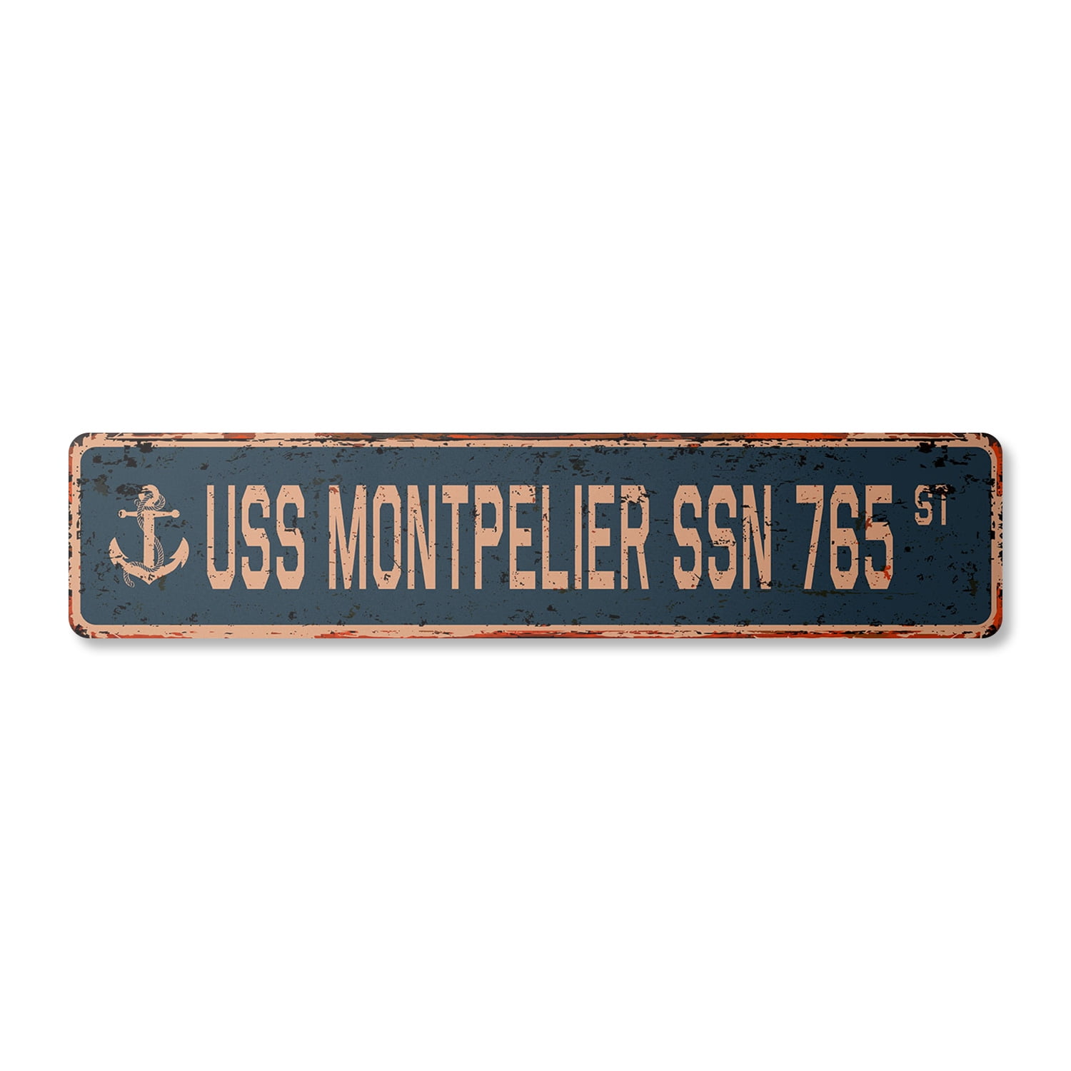 USS MONTPELIER SSN 765 Vintage Plastic Street Sign us navy ship veteran ...