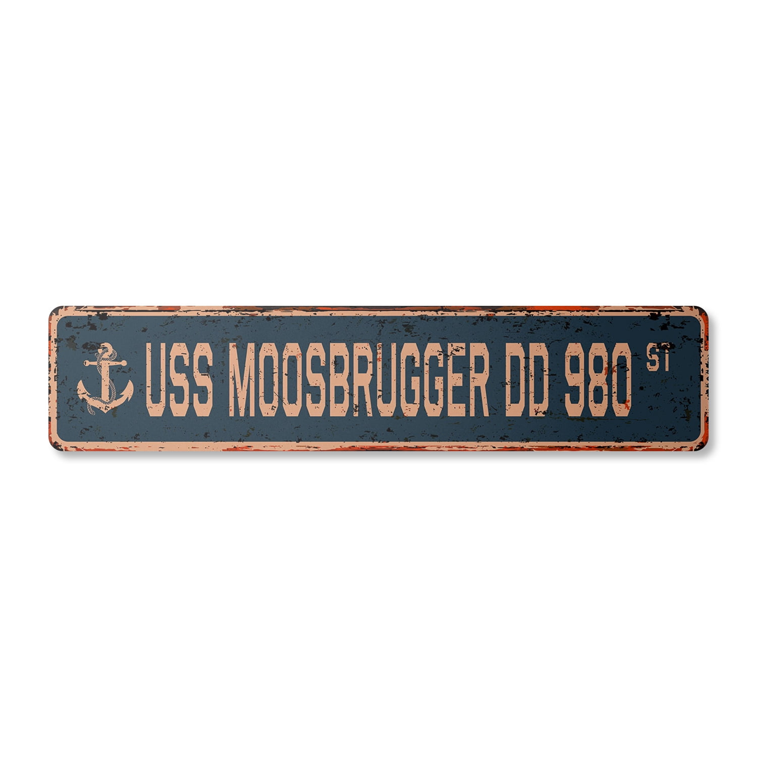USS MOOSBRUGGER DD 980 Vintage Plastic Street Sign us navy ship veteran ...