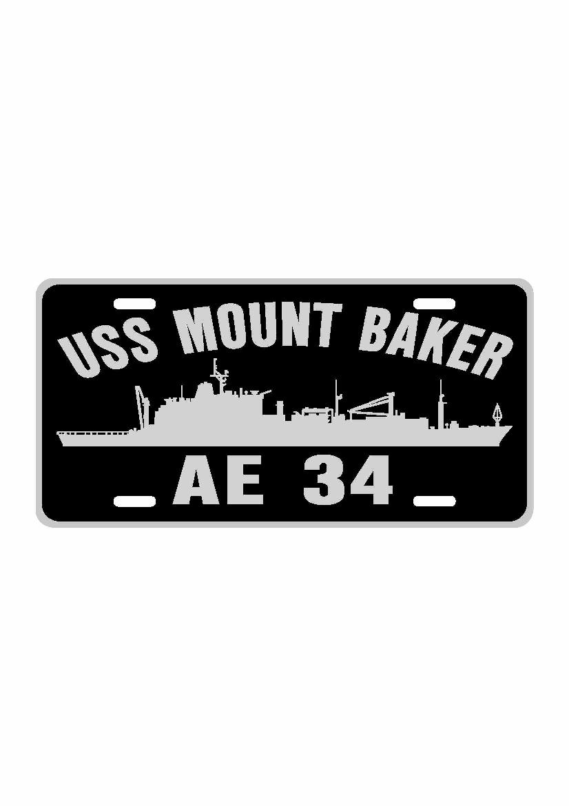 USS MOUNT BAKER AE 34 Aluminum License Military Navy USN Car Truck RV ...