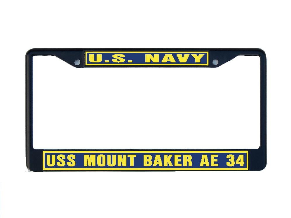 USS MOUNT BAKER AE 34 License Plate Frame Black Metal Military Navy USN ...