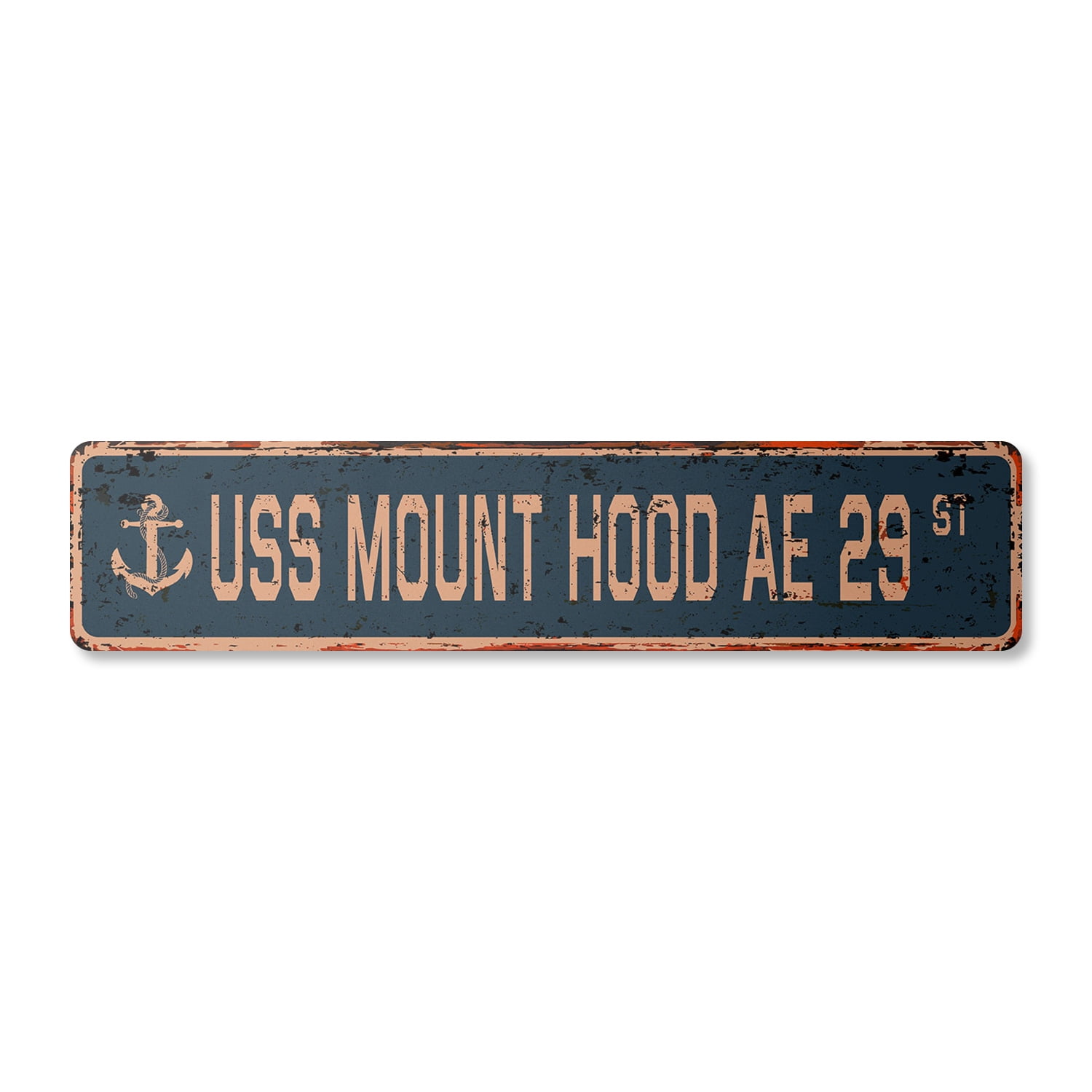USS MOUNT HOOD AE 29 Vintage Plastic Street Sign us navy ship veteran ...