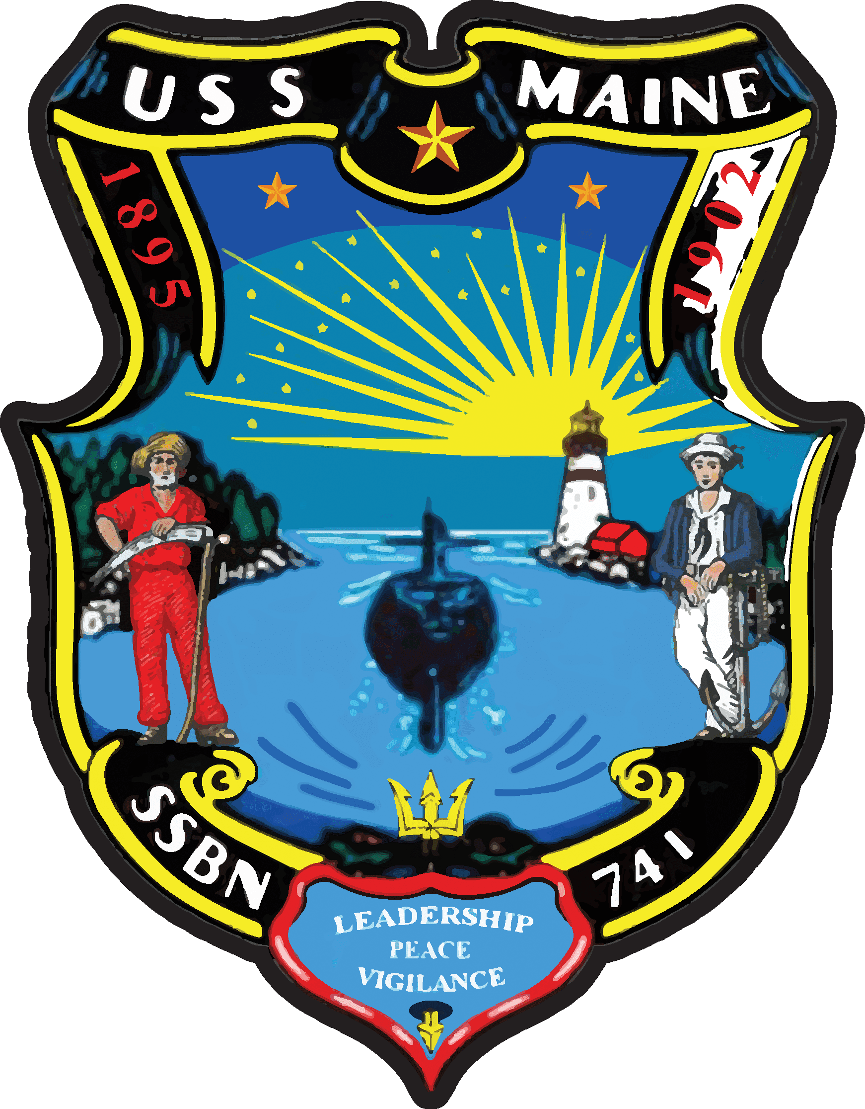 USS Maine SSBN-741 Badge Sticker Decal Ohio Class Ballistic Missile ...