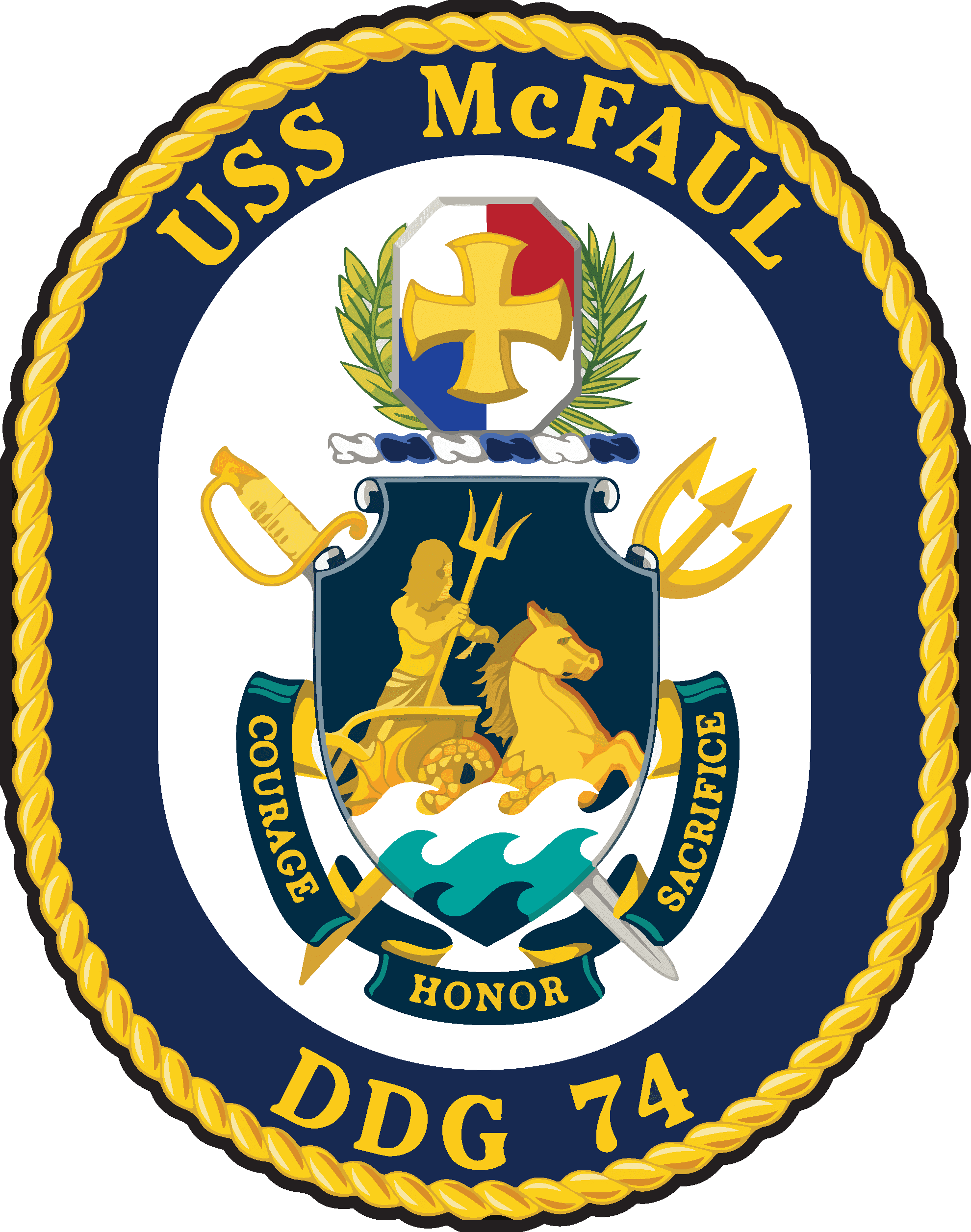 USS McFaul DDG-74 Badge Sticker Decal Arleigh Burke Class Destroyer Car ...