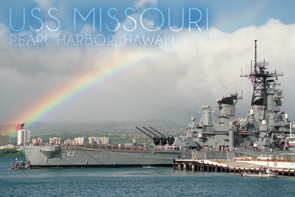 USS Missouri, Rainbow Scene (24x36 Giclee Gallery Art Print, Vivid ...