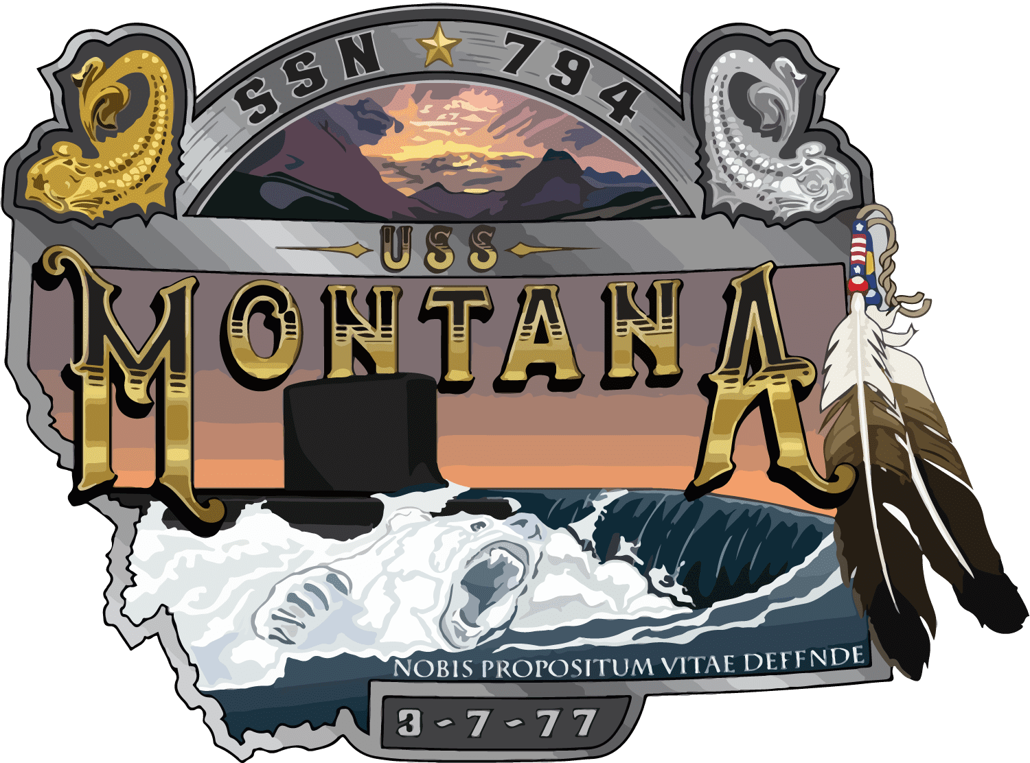 USS Montana SSN-794 Badge Sticker Decal Freedom-class littoral combat ...
