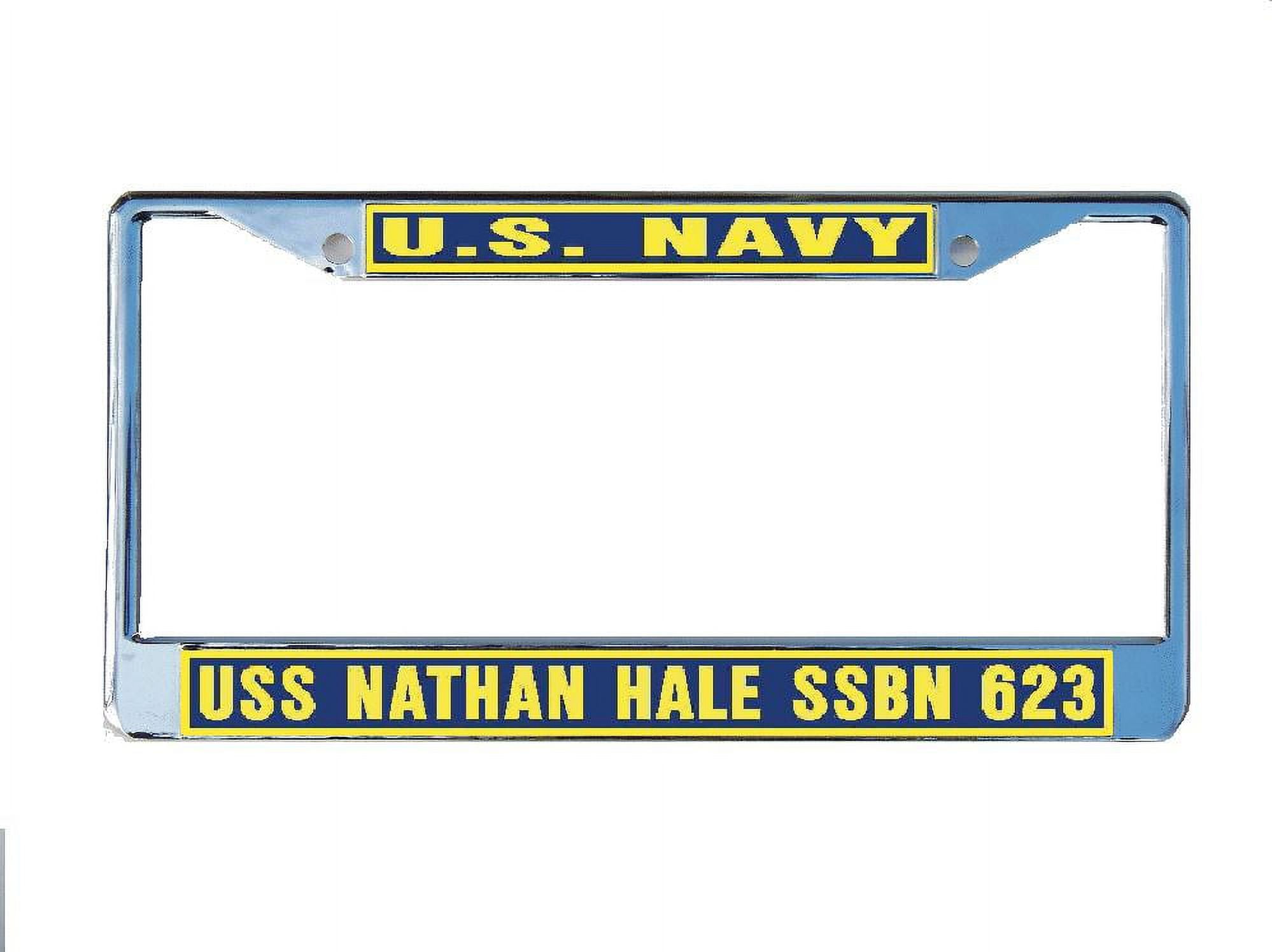 USS NATHAN HALE SSBN 623 License Plate Frame Chrome Metal Military Navy ...