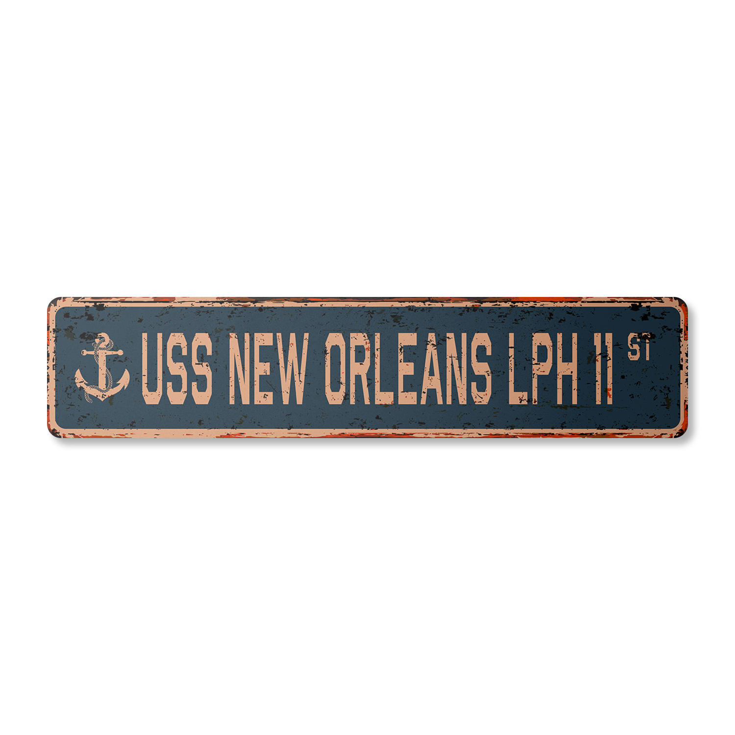 USS NEW ORLEANS LPH 11 Vintage Plastic Street Sign us navy ship veteran ...