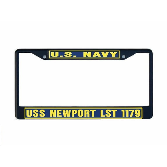 USS NEWPORT LST 1179 License Plate Frame Black Metal Military Navy USN ...