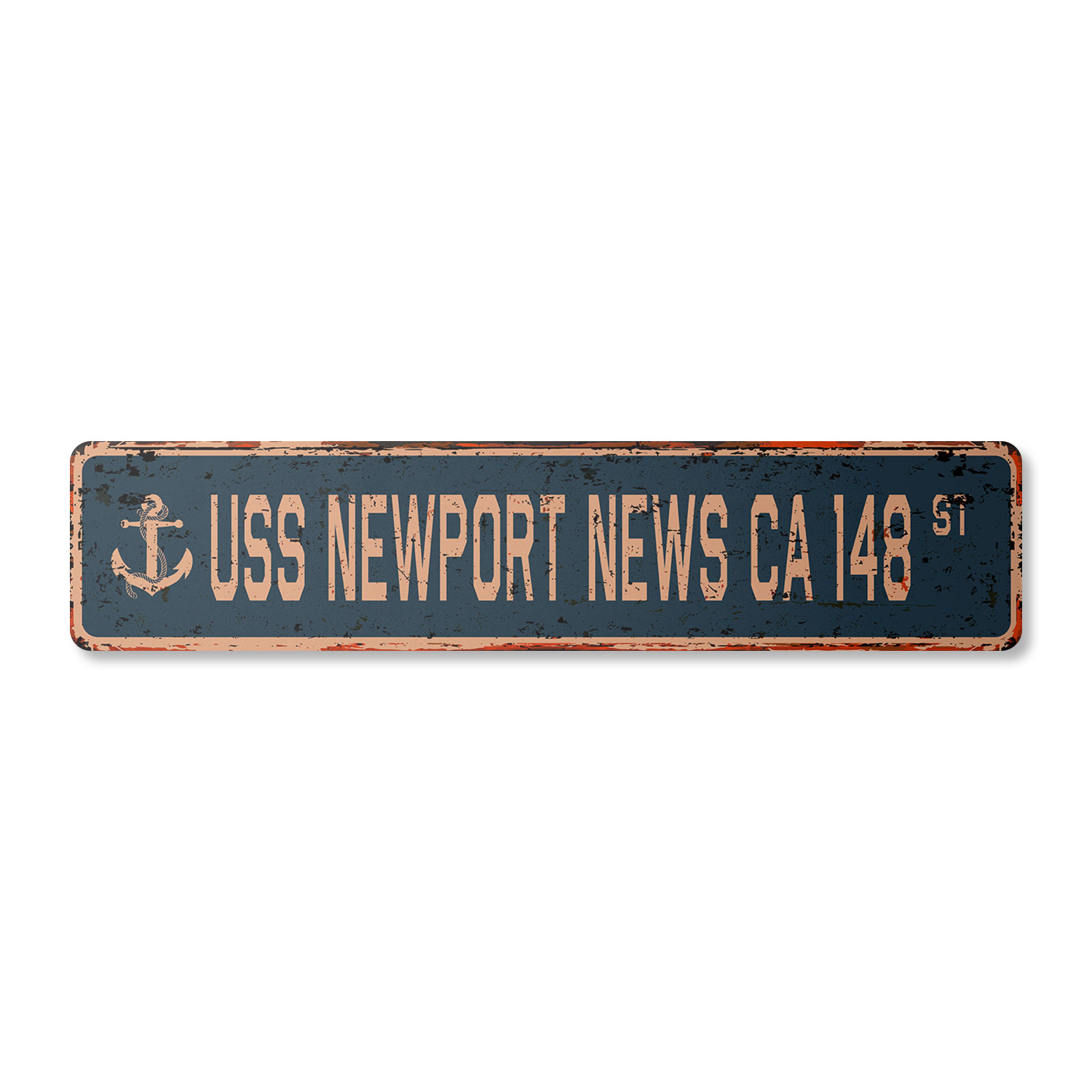 USS NEWPORT NEWS CA 148 Vintage Plastic Street Sign us navy ship ...