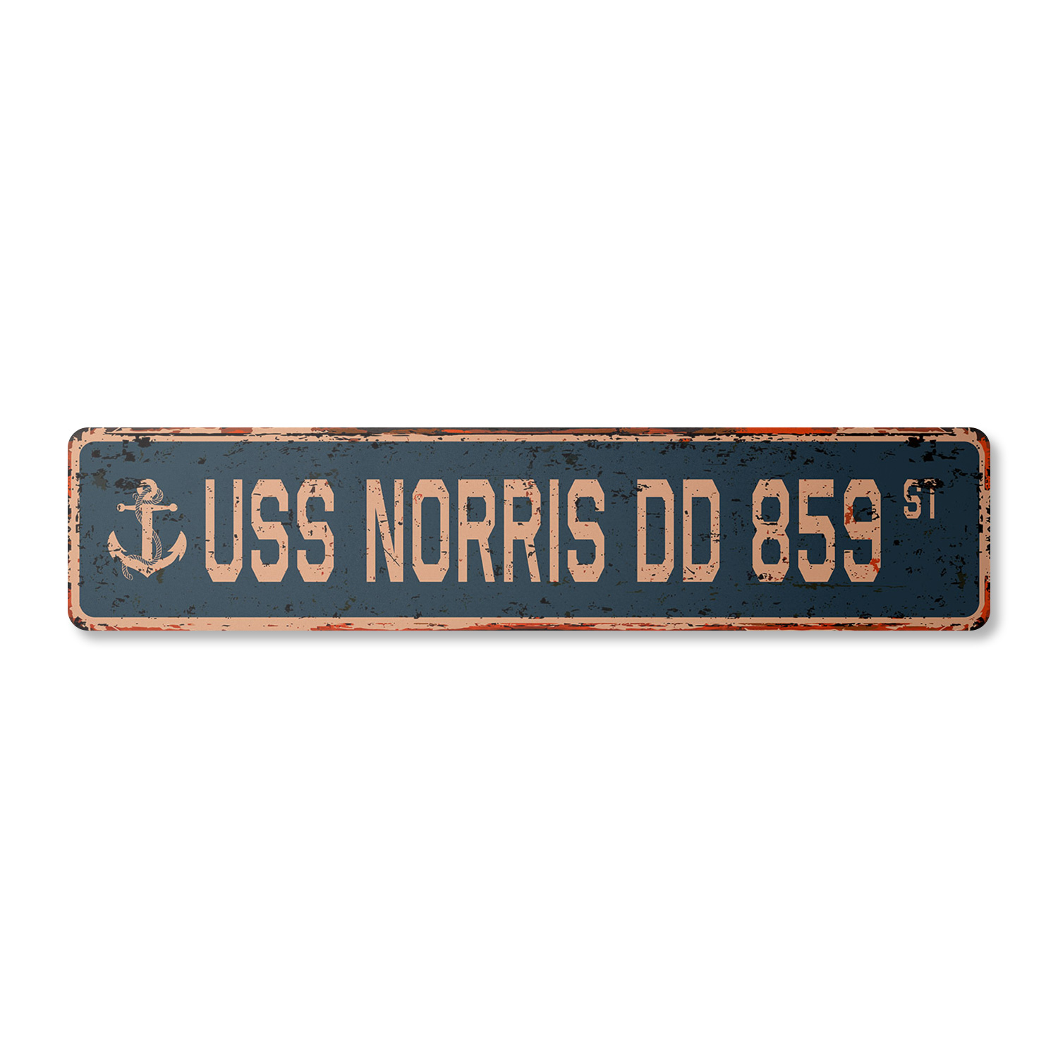 USS NORRIS DD 859 Vintage Plastic Street Sign us navy ship veteran ...