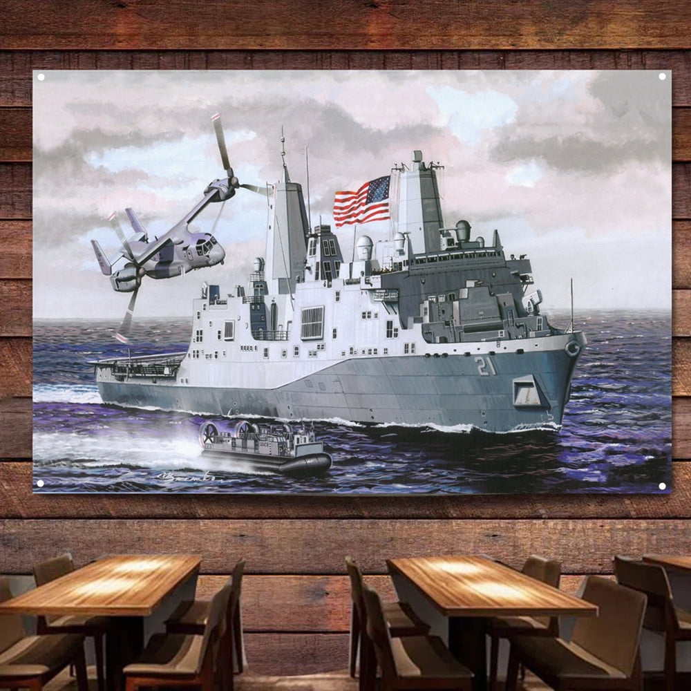 USS New York (LPD-21) Battleship Wall Art Banners Hanging Flags Wall ...
