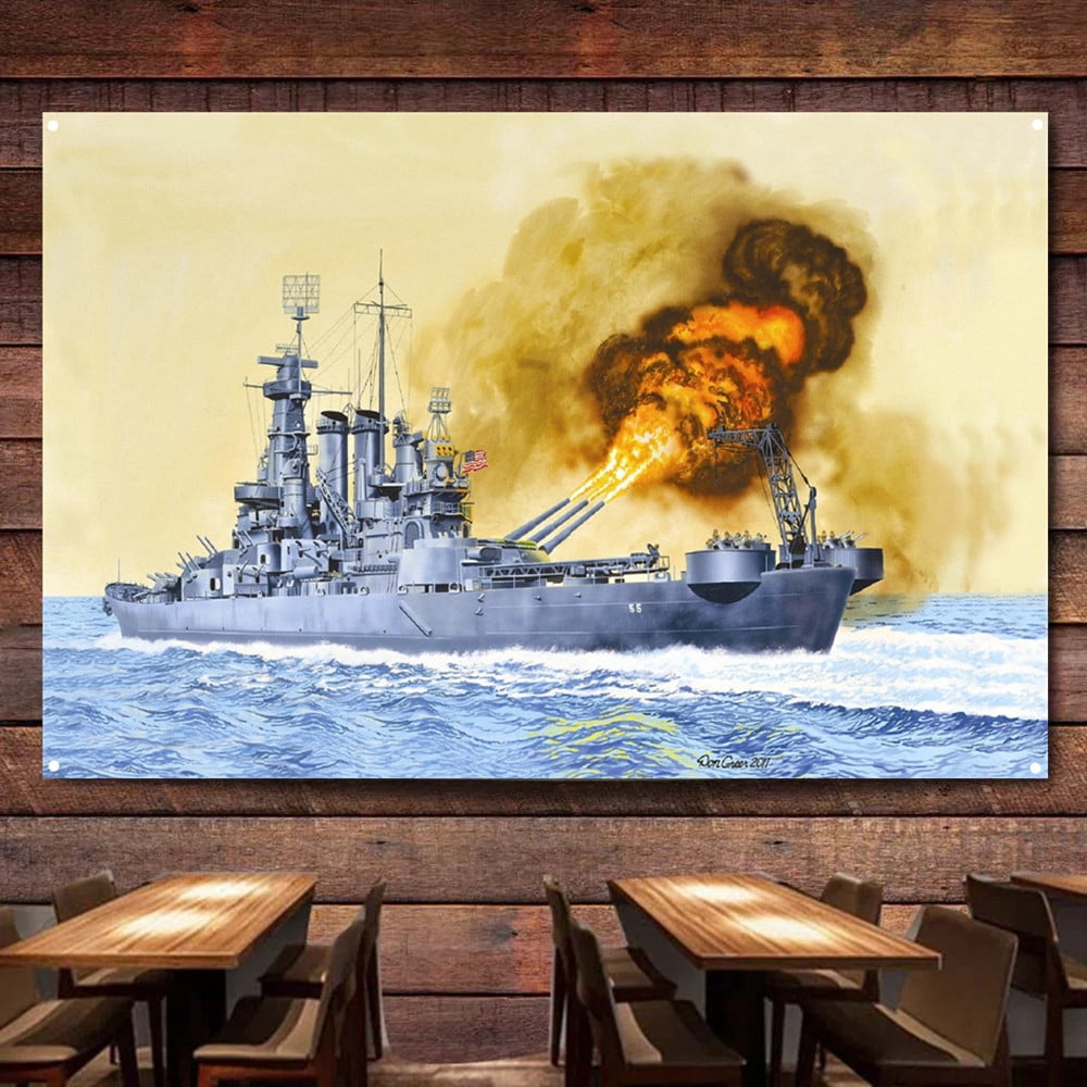 USS North Carolina (BB-55) Battleship Wall Art Banners Hanging Flags ...
