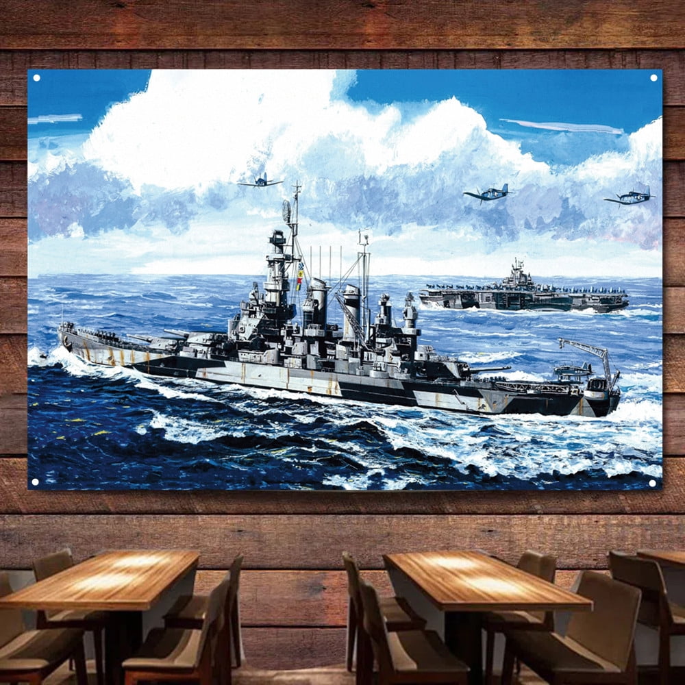 USS North Carolina (BB-55) Battleship Wall Art Banners Hanging Flags ...